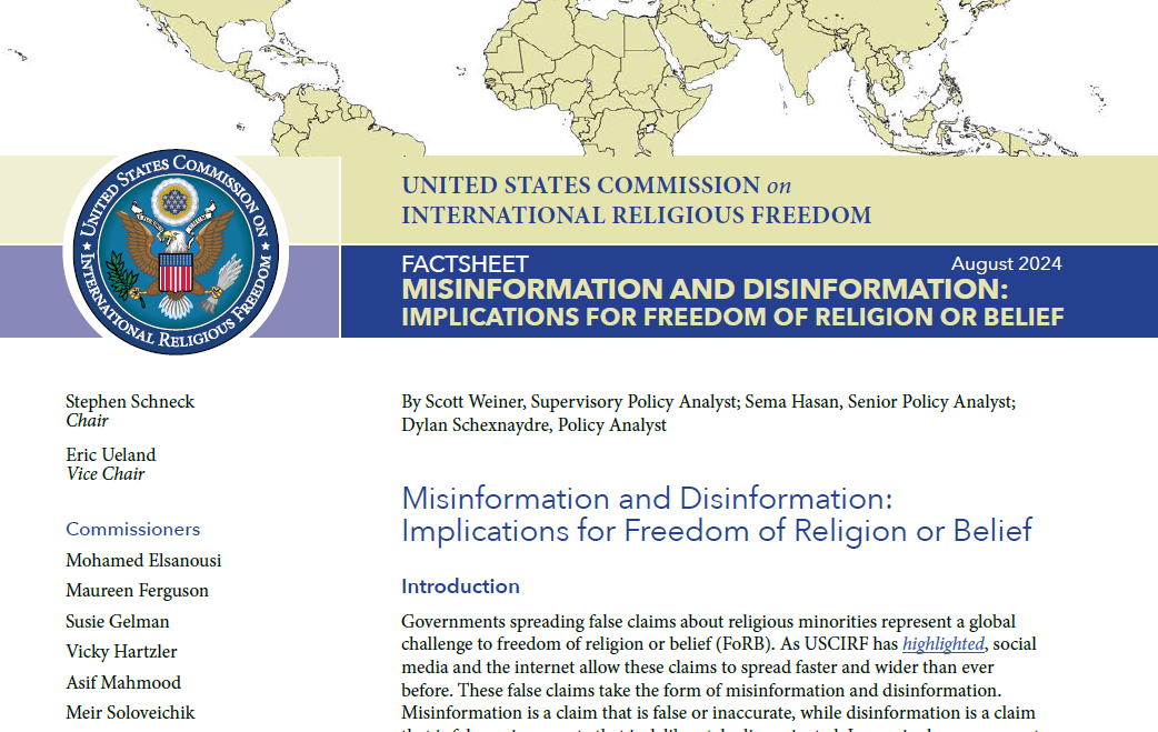 Misinformation and Disinformation: Implications for Freedom of Religion ... Misinformation and Disinformation: Implications for Freedom of Religion ...